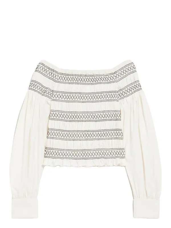 Max Mara Off-the-shoulder Blouse With Embroidered Detail - White