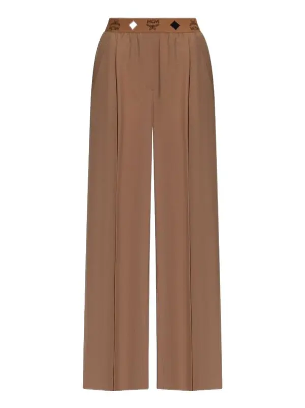 Mcm Elasticated Waist Trousers With Monogram Detail - Brown