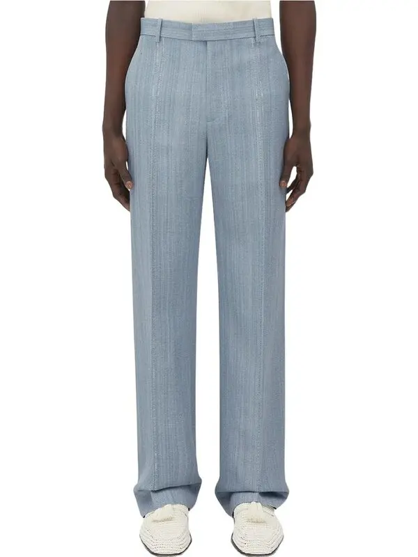 Bottega Veneta Embroidered Detailed Straight-leg Pants - Gray
