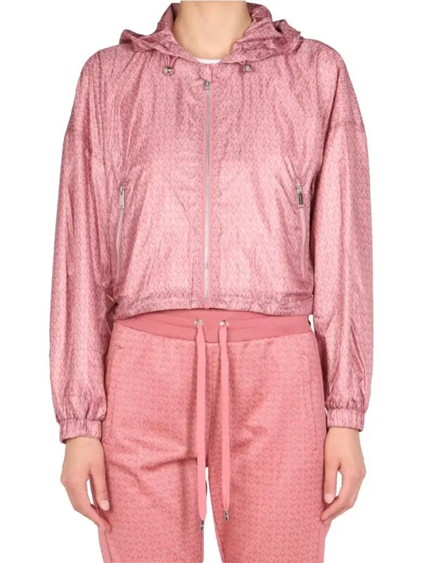 Michael Kors All-over Logo Cropped Windbreaker - Pink