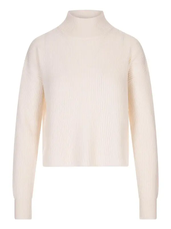 Max Mara Fufy Mock Neck Ribbed Jumper - White