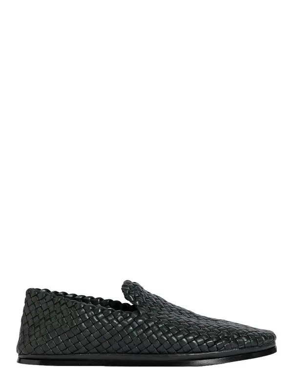 Bottega Veneta Intrecciato Motif Slip-on Flats - Black