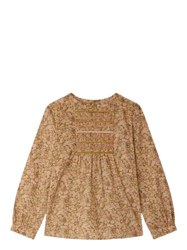 Bonpoint Juliette Floral Printed Smocked Blouse - Nude