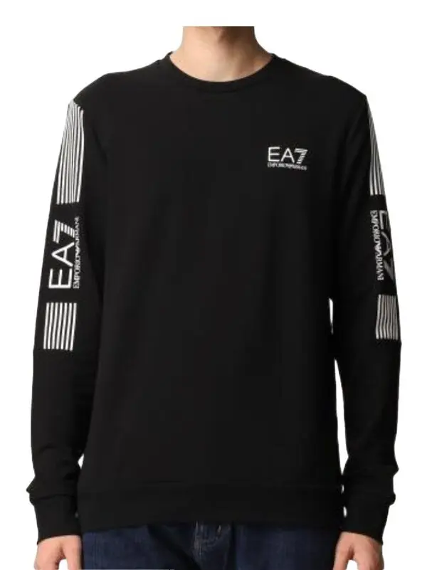 EA7 Logo Print Crewneck Sweatshirt - Black