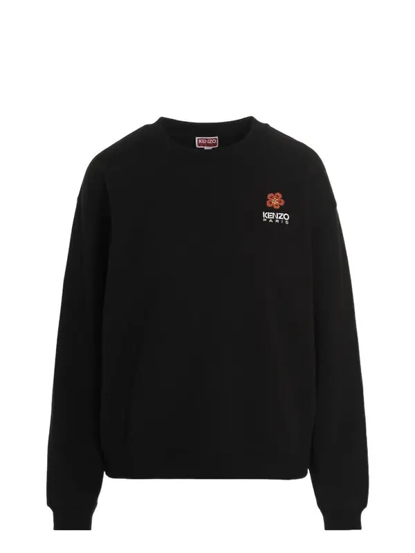 Kenzo Boke Flower Logo Embroidered Crewneck Sweatshirt - Black