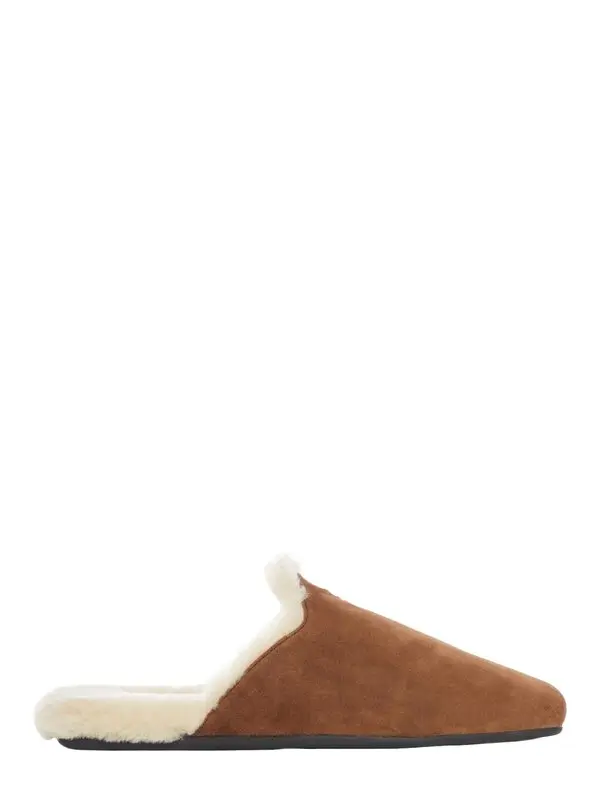Prada Logo-lettering Round Toe Slippers - Cocoa Brown