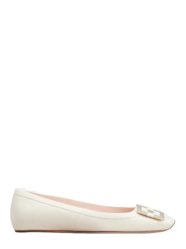 ROGER VIVIER Trompette Ballerinas In Leather - Off-white