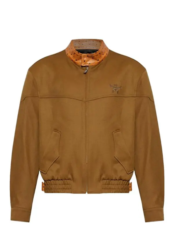 Mcm Zip-up Jacket With Stand Collar - Brown
