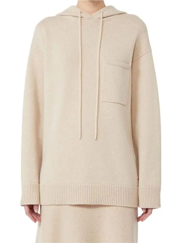 Max Mara Hooded Sweater With Chest Pocket - Nude
