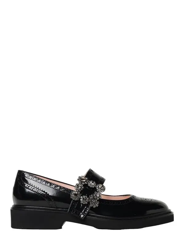 ROGER VIVIER Patent Leather Embellished Mary Jane Shoes - Black