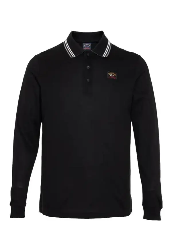 PAUL  SHARK Logo Details Polo Shirt - Black