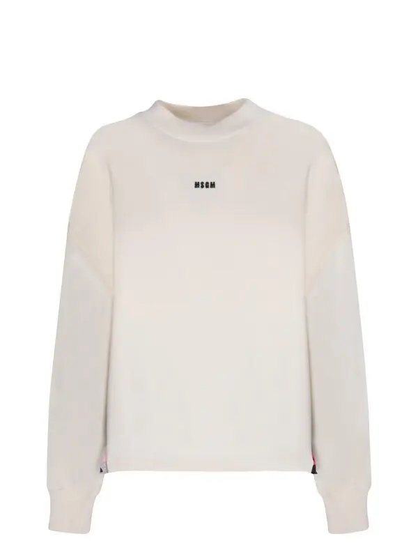 MSGM Logo Embroidered Crewneck Sweatshirt - White
