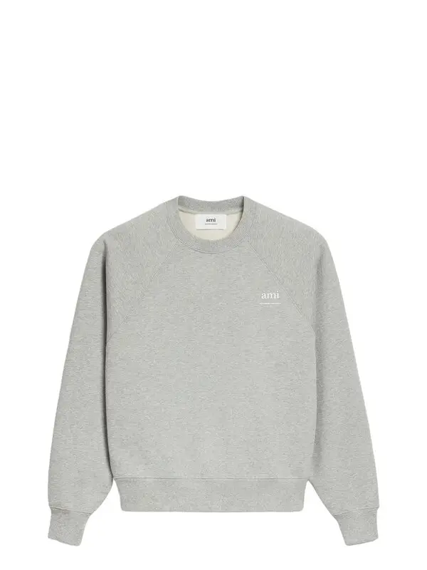 Ami Logo Detailed Crewneck Sweatshirt - Gray