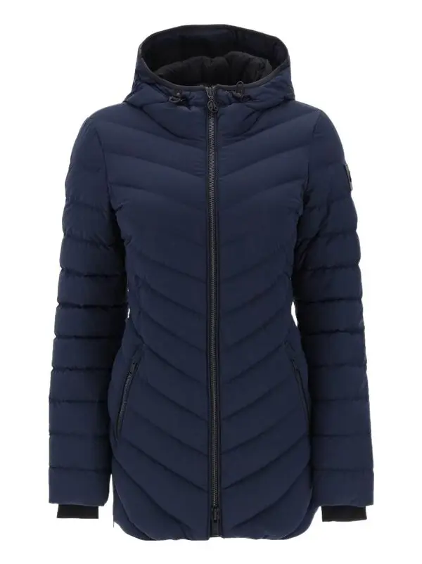 Moose Knuckles Long-sleeved Down Jacket With Hood And Zip Closure - Black