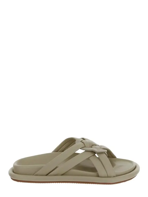 Moncler Logo Embossed Sandals - Light Beige