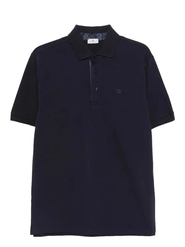Etro Pegaso Embroidered Short-sleeved Polo Shirt - Black