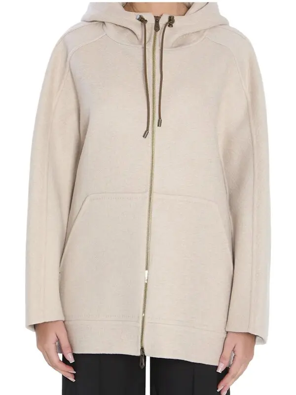 Max Mara Gradi Hooded Oversized Coat - Nude