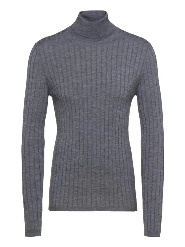 Prada Cashmere Ribbed Turtleneck - Slate Grey