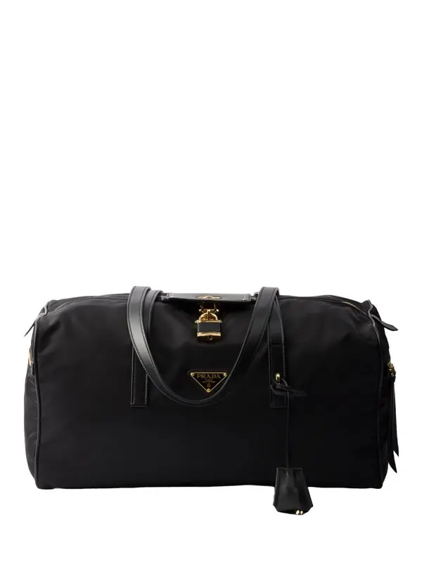 Prada Large Luggage With Triangle Logo - Black