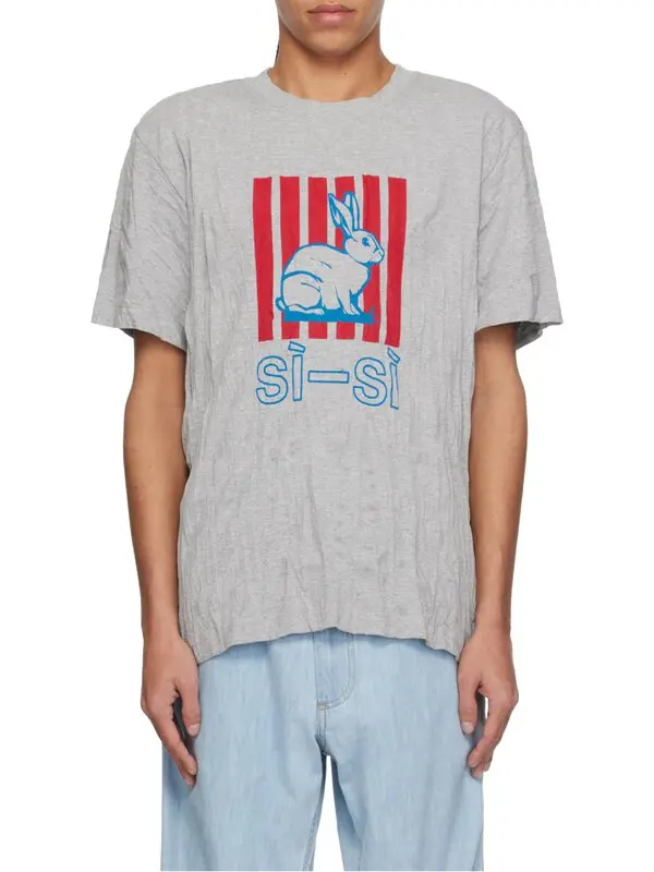 Bottega Veneta Crushed Printed Jersey T-shirt - Light Gray
