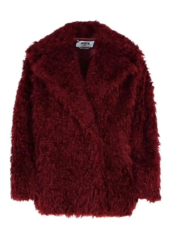 MSGM Frayed Single-breasted Jacket - Burgundy