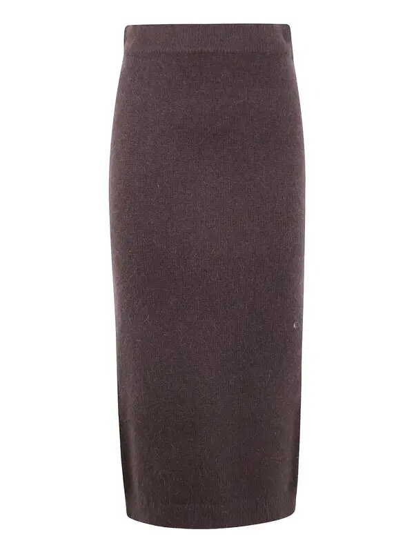 TWINSET Knit Midi Skirt With Logo Detail - Black