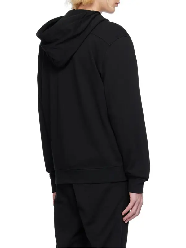 Hugo Boss Long-sleeved Zip-up Hoodie With Hood - Black