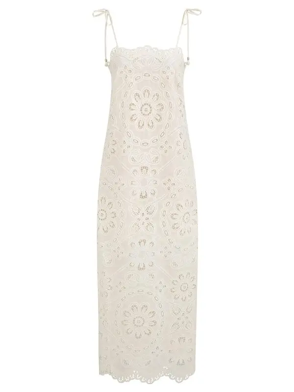 Zimmermann Rhiannon Scalloped Neckline Maxi Dress - Ivory