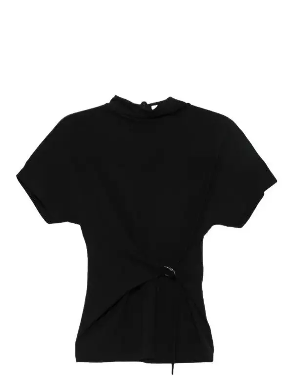 Brunello Cucinelli Draped Tie-front Short-sleeve Top - Black