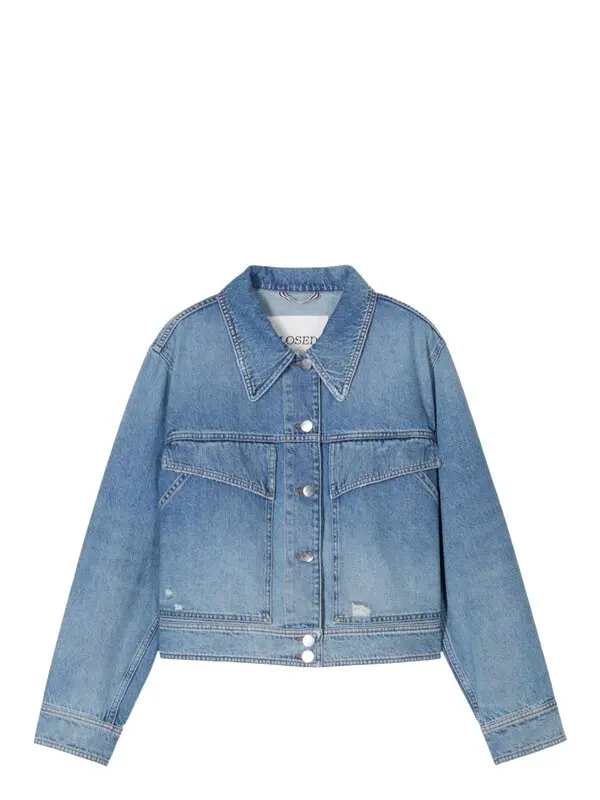 Closed Denim Trucker Jacket With Distressed Details - Blue