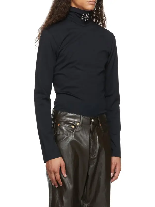 We11Done High-neck Pullover With Embellished Collar - Black
