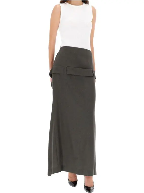 JEAN PAUL GAULTIER Deconstructed Maxi Skirt With Martingale Detail - Black