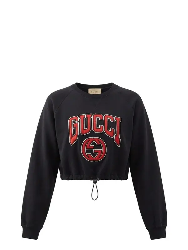 Gucci Cropped Logo Sweatshirt - Black