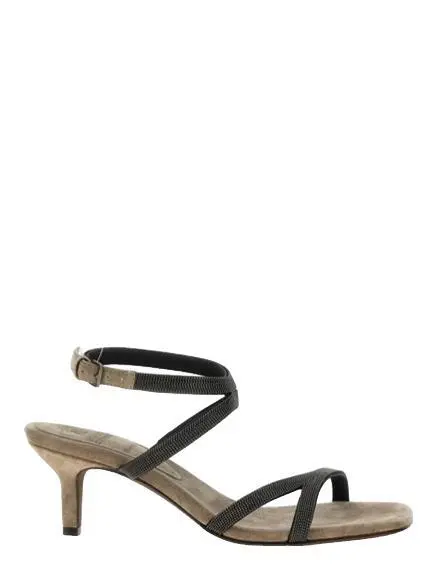 Brunello Cucinelli Embellished Strappy Sandals - Gray