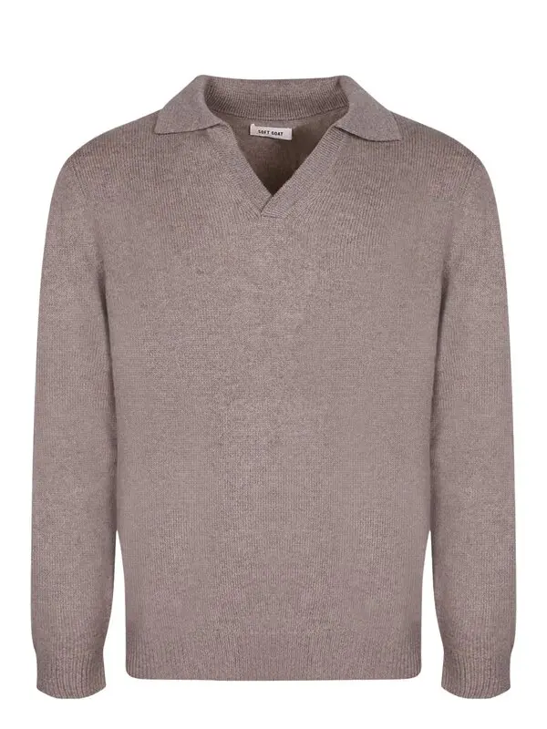 Soft Goat Fine Knit Long Sleeve Sweater - Beige