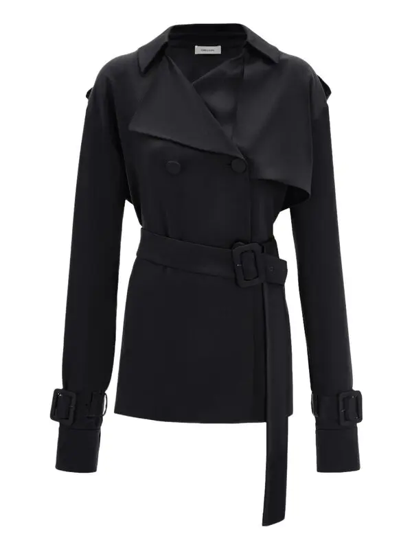 FERRAGAMO Double-breasted Belted Trench Coat - Black