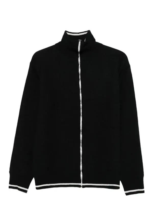 MAISON MARGIELA Long Sleeve High-neck Zip-up Cardigan - Black