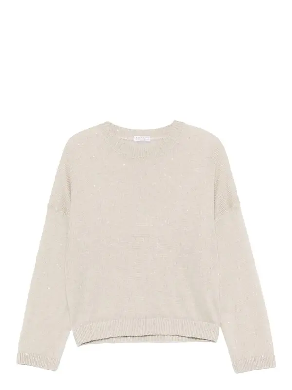 Brunello Cucinelli Sequin Embellished Long Sleeve Top - White