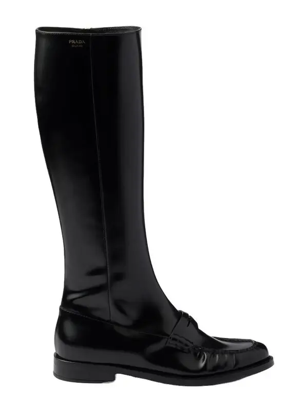 Prada Ruched Zipped Boots - Black