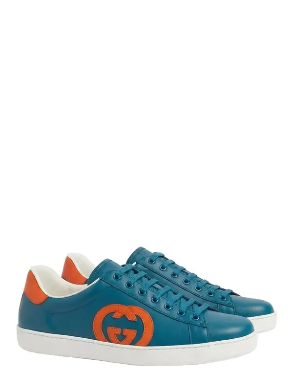 Gucci Gg Logo Lace Up Sneakers - White