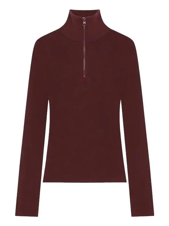 COURREGES Courrèges Zipped Mock Neck Jumper - Burgundy