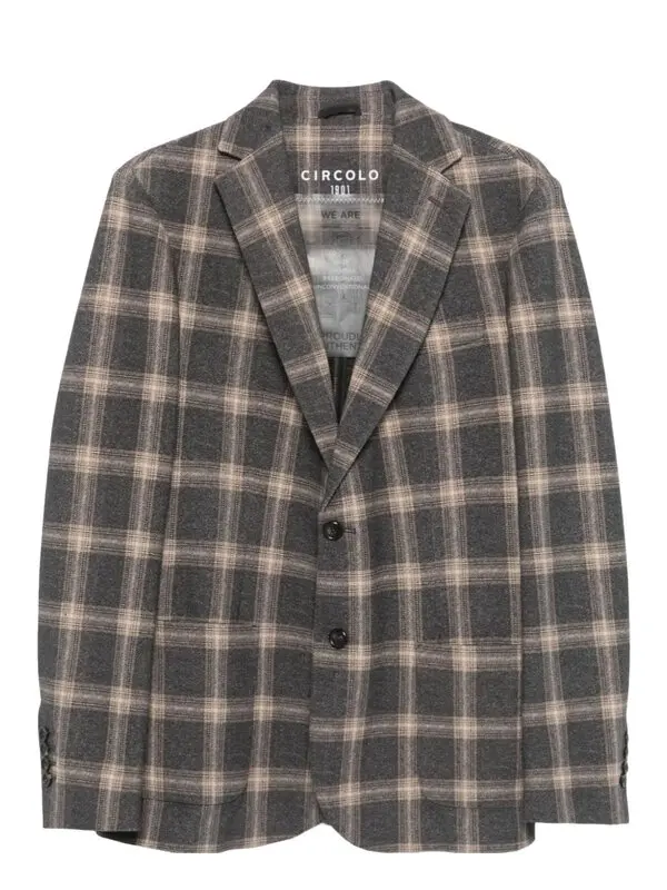 CIRCOLO 1901 Plaid Check Single-breasted Blazer - Black