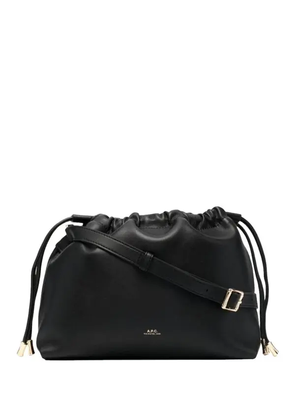 A.p.c. Logo Detailed Drawstring Shoulder Bag - Black