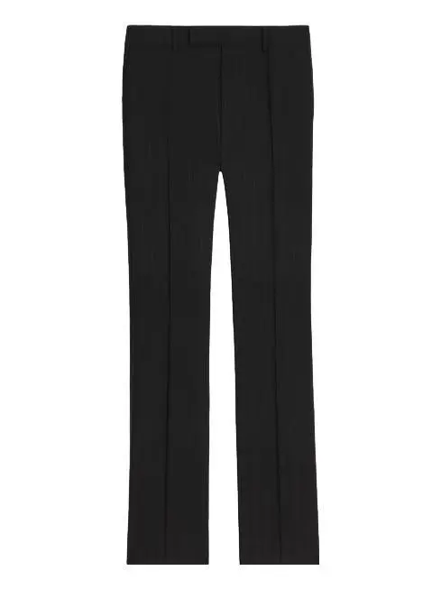 Celine Flared Pants In Striped Wool - Black