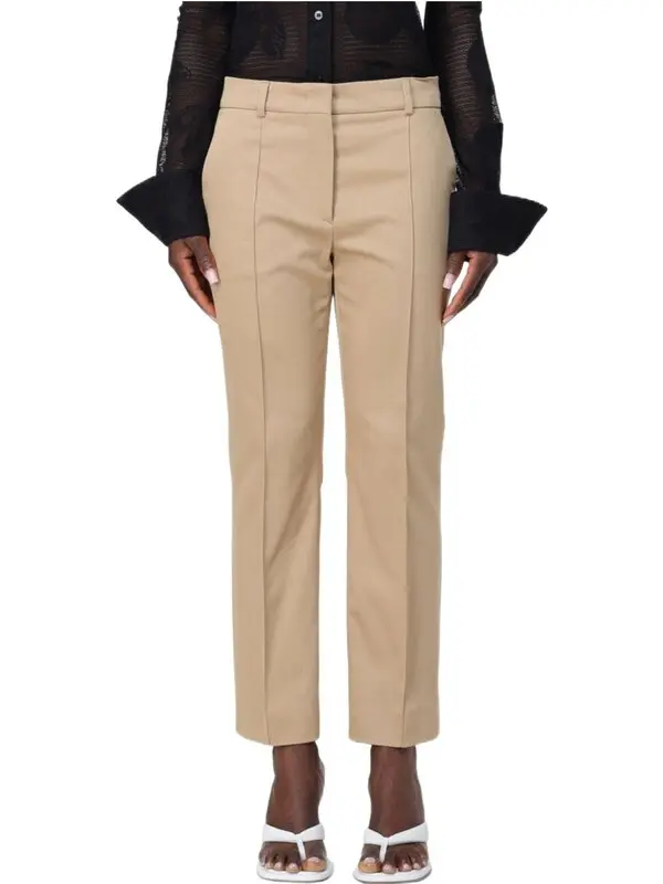 Sportmax Etna Cropped Twill Trousers - Brown