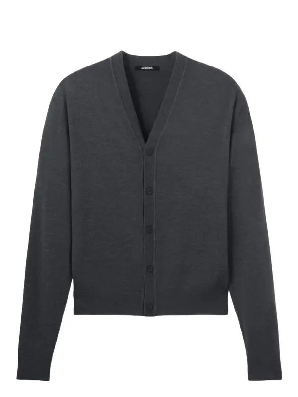 Jacquemus V-neck Knitted Cardigan - Dark Gray