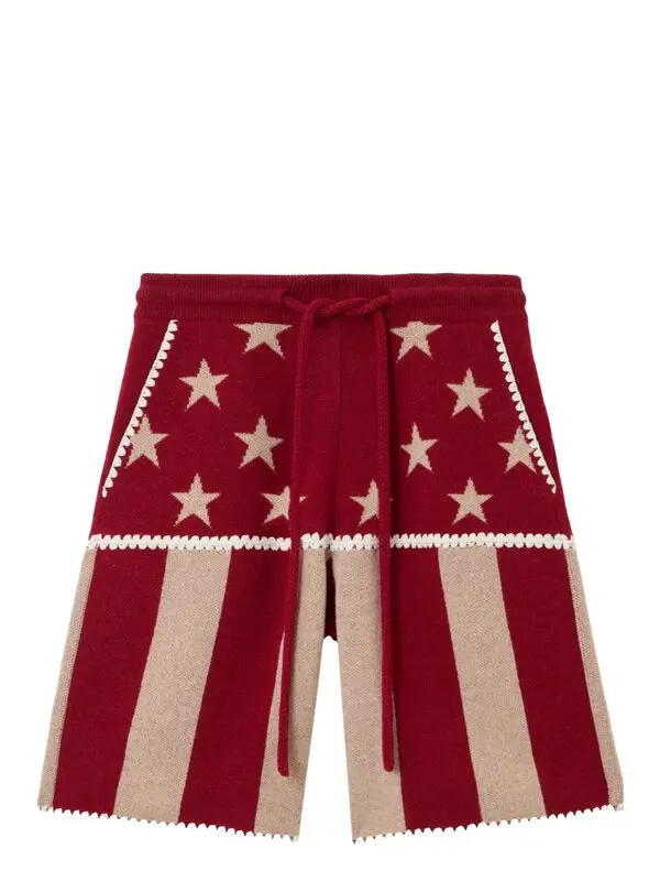 Palm Angels Stars And Stripes Knit Shorts - Red-off-white