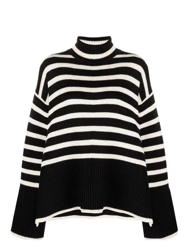 TOTEME Striped Roll Neck Jumper - Black