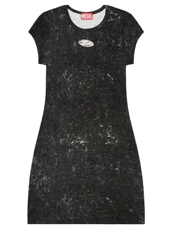 DIESEL® Short Sleeve Dress With Oval D Logo - Black