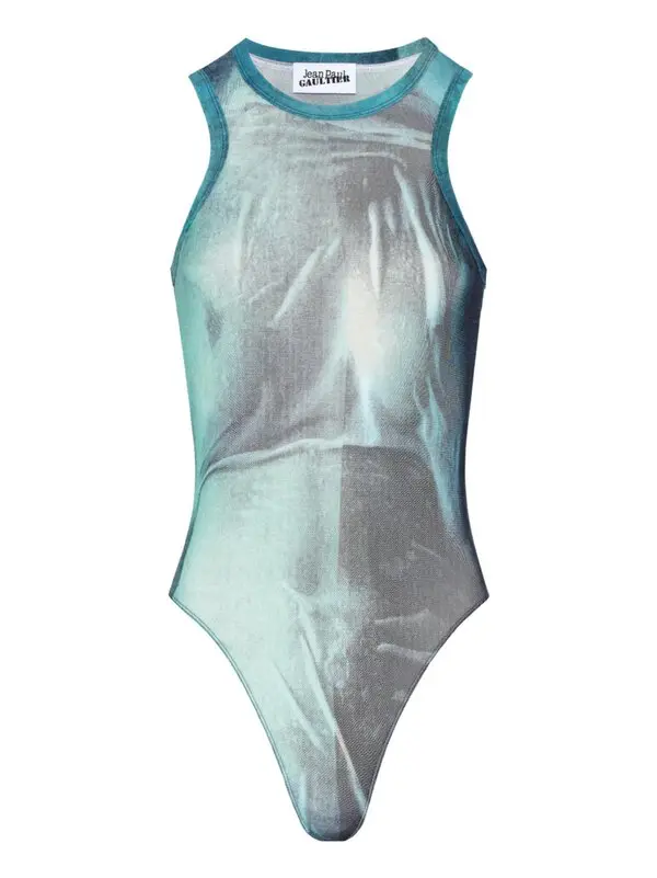 JEAN PAUL GAULTIER Sleeveless Printed Bodysuit - Blue